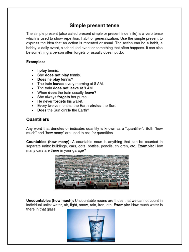 Present Simple Tense | PDF | Noun | Linguistics