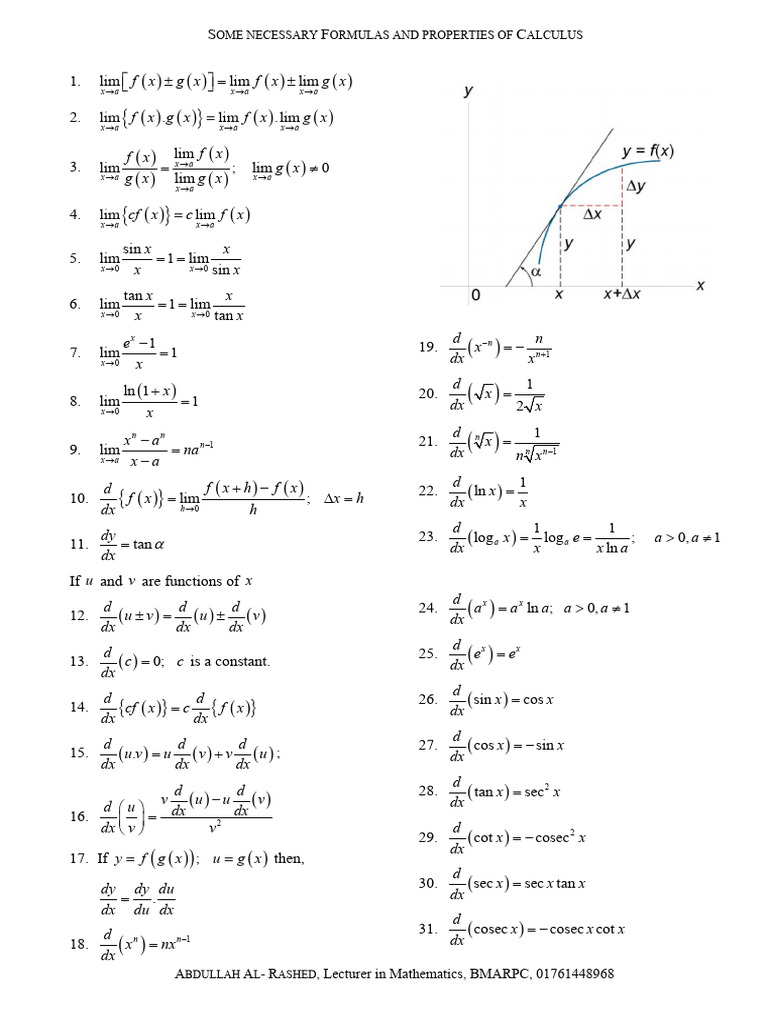 Differentiation Formulas | PDF | Trigonometric Functions | Mathematical ...