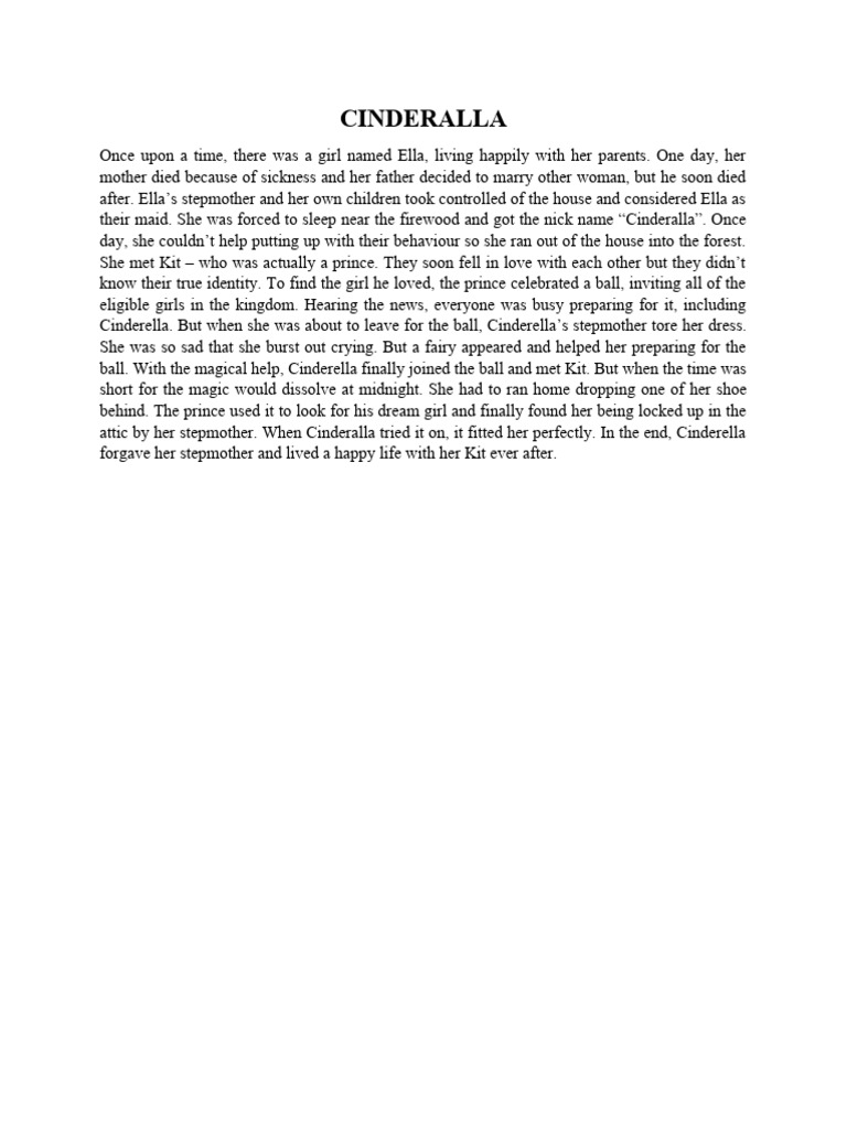 Cinderella: A Classic Fairy Tale Summary | PDF | General Fiction