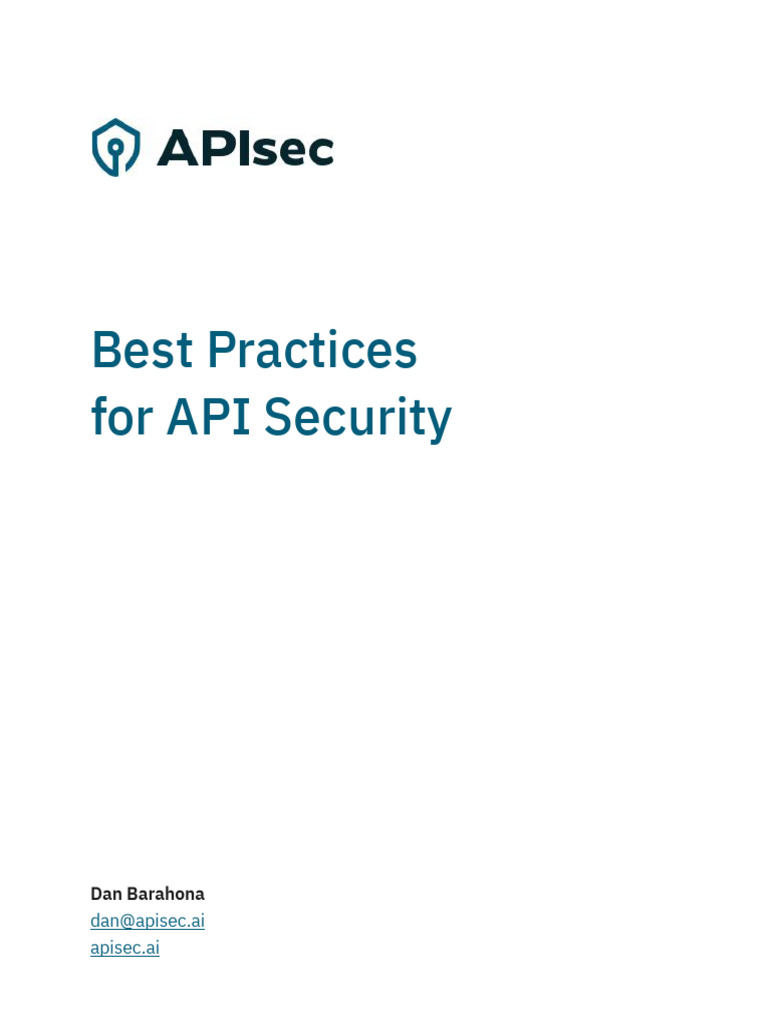APISec - Best Practices For API Security | PDF | Security | Computer ... APISec - Best Practices For API Security | PDF | Security | Computer ...