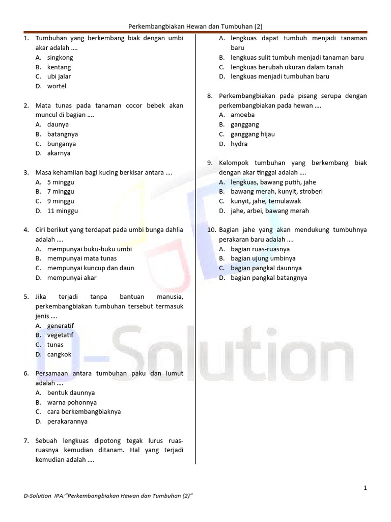 Perkembangbiakan Tumbuhan dan Hewan | PDF | Sains & Matematika