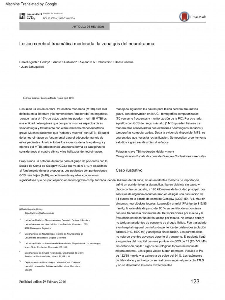 La Zona Gris Del Tce | PDF | Lesión cerebral traumática | Isquemia