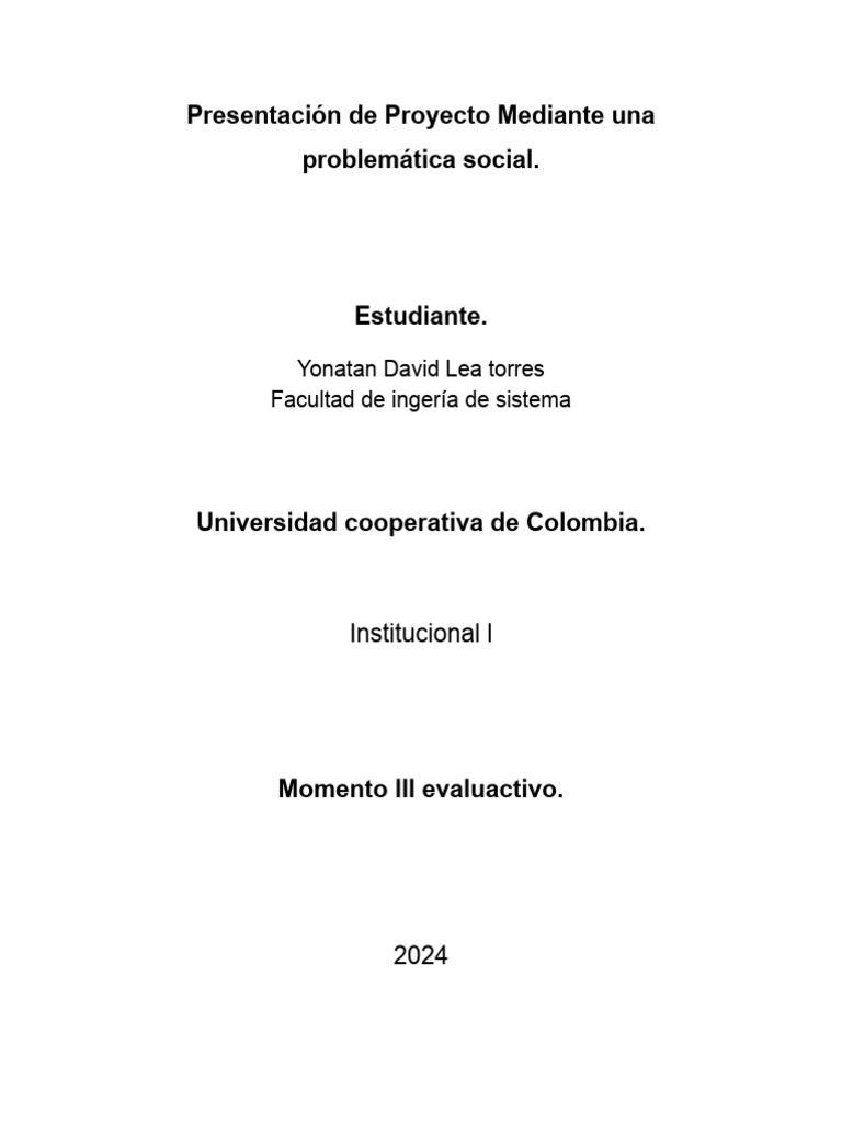 Presentación de Proyecto Mediante Una Problemática Social | PDF | Comunidad | Business