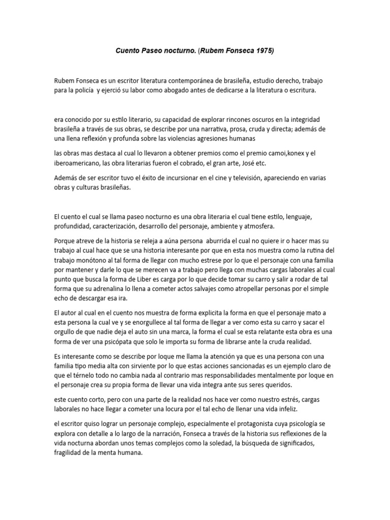Critica Cuento Paseo Nocturno | PDF | Cuentos