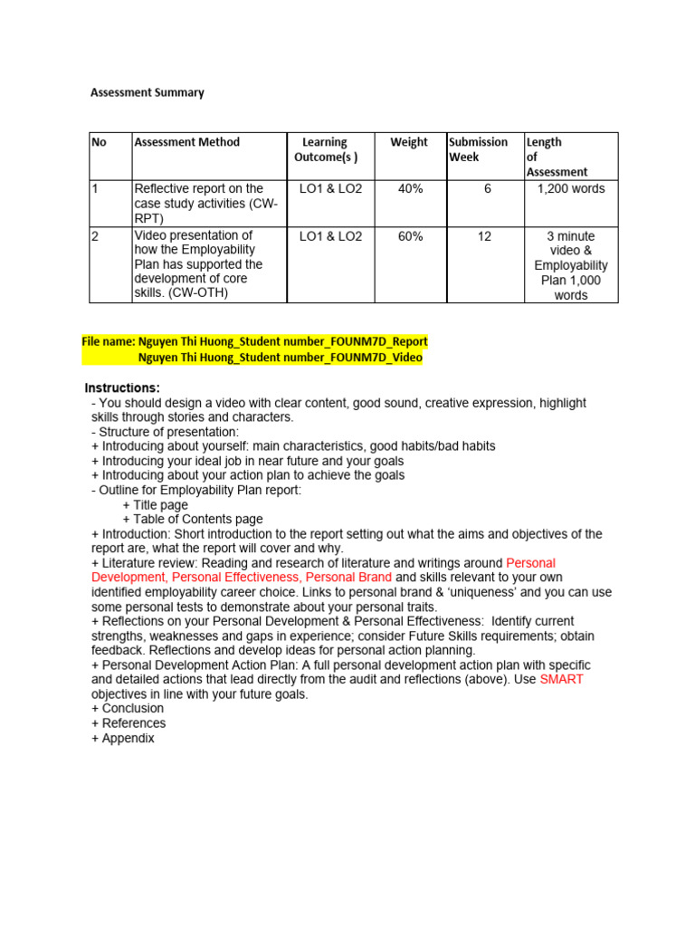 Final Assessment Guidelines | PDF