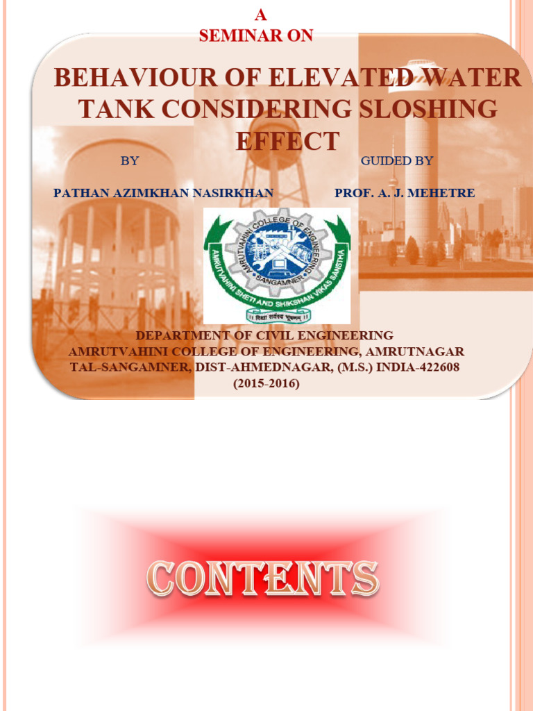 Behaviour of Elevated Water Tank Considering Sloshing Effect | PDF ...