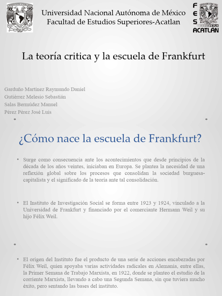 La Teoría Critica y La Escuela de Frankfurt | PDF | La teoría crítica | Theodor W. Adorno