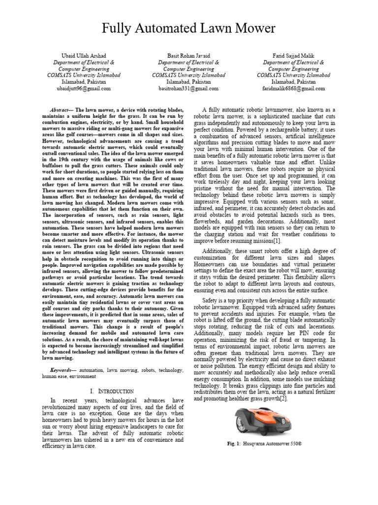 Research Paper | PDF | Lawn Mower | Lawn