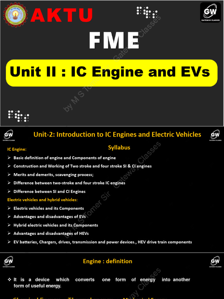 IC Engines and Electric Vehicles Overview | PDF | Internal Combustion ...