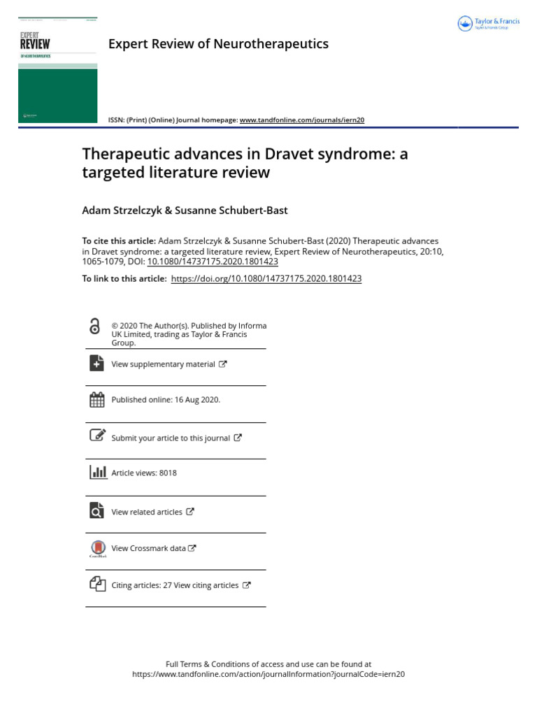 Therapeutic Advances in Dravet Syndrome A Targeted Literature Review ...