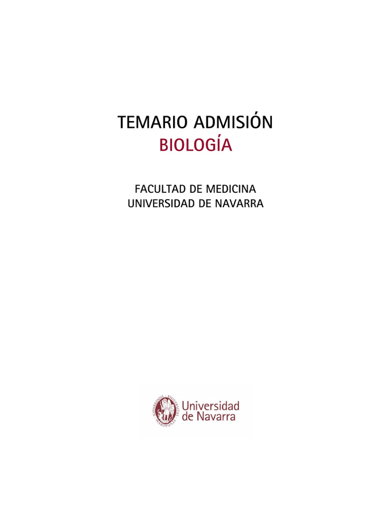 Biologia Temario Admision MedUNAV | PDF