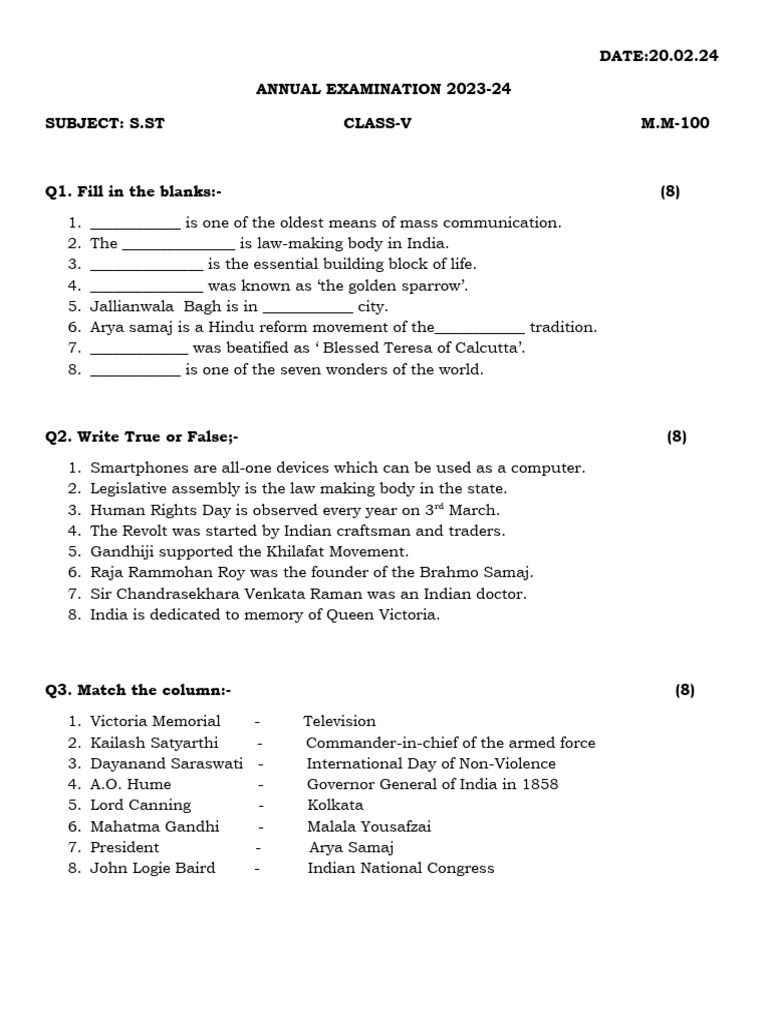 Final SST 5th | PDF | British India | Politics Of India