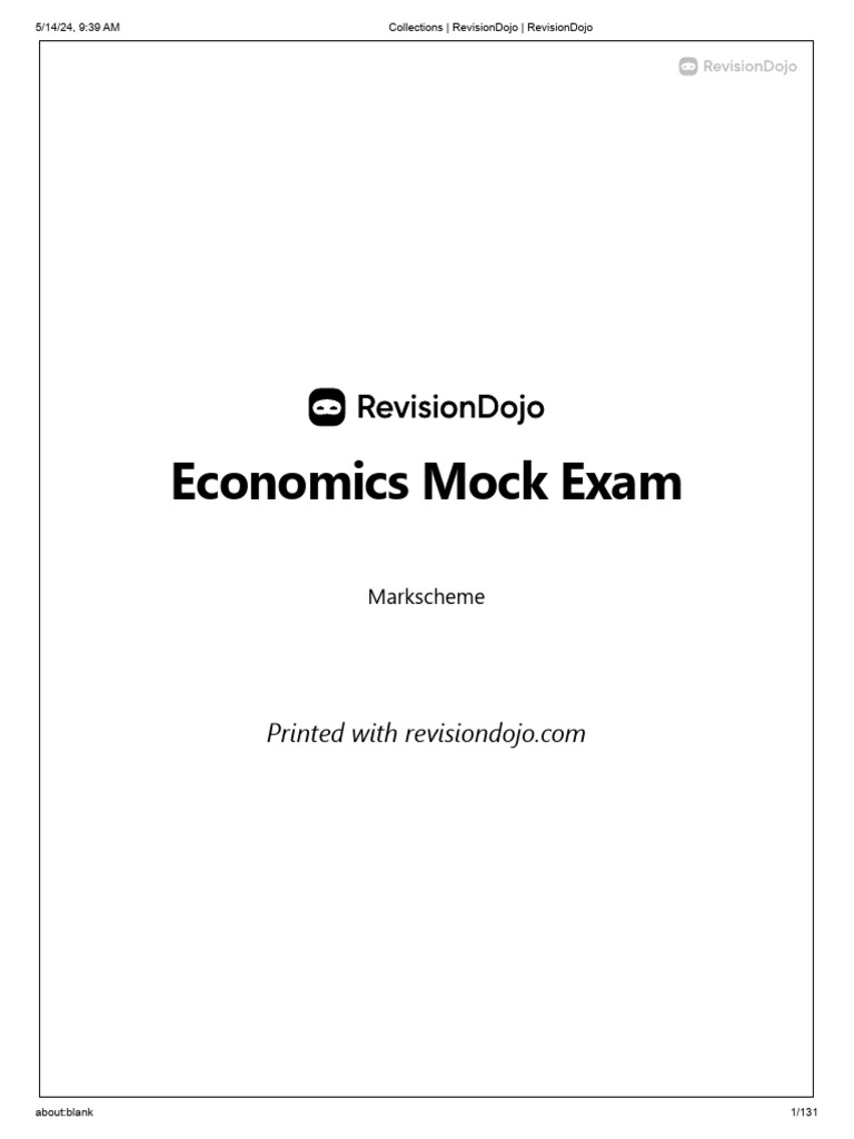 Economics Mock Exam Markscheme Guide | PDF | Monopoly | Inflation