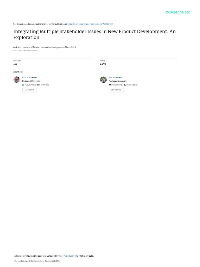 Integrating Multiple Stakeholder Issues in New Pro | PDF | Information ...