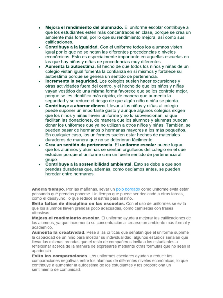 Uniforme Escolar | PDF | Economias | Psicología Social