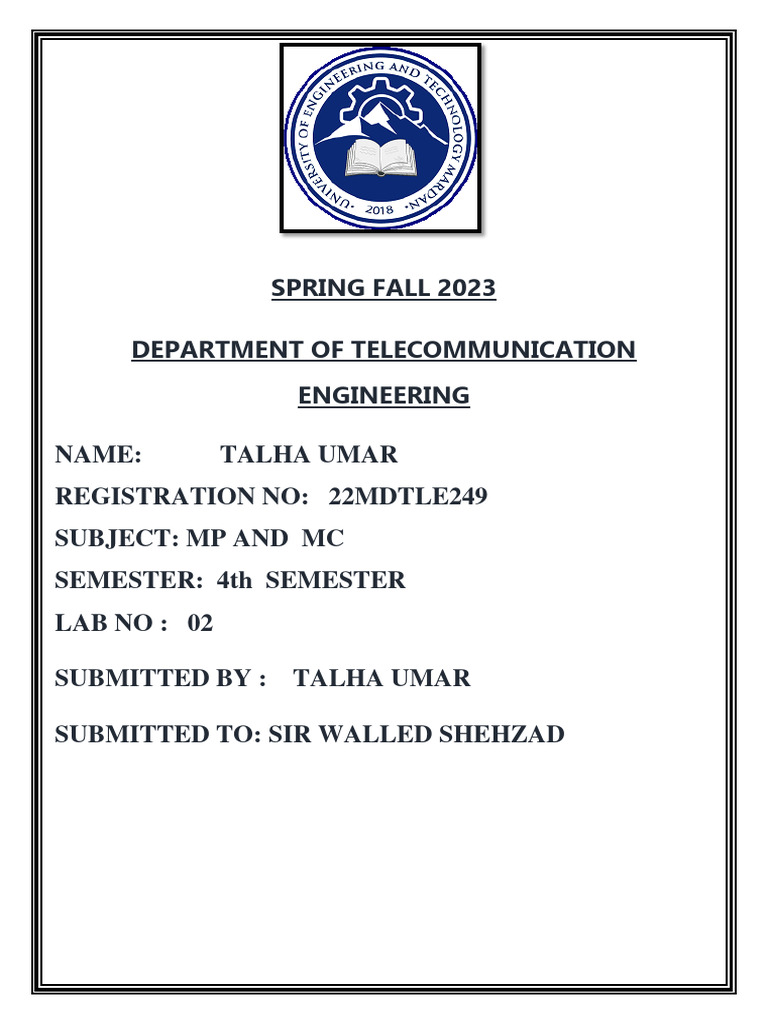 TALHA MP LAB 02 | PDF