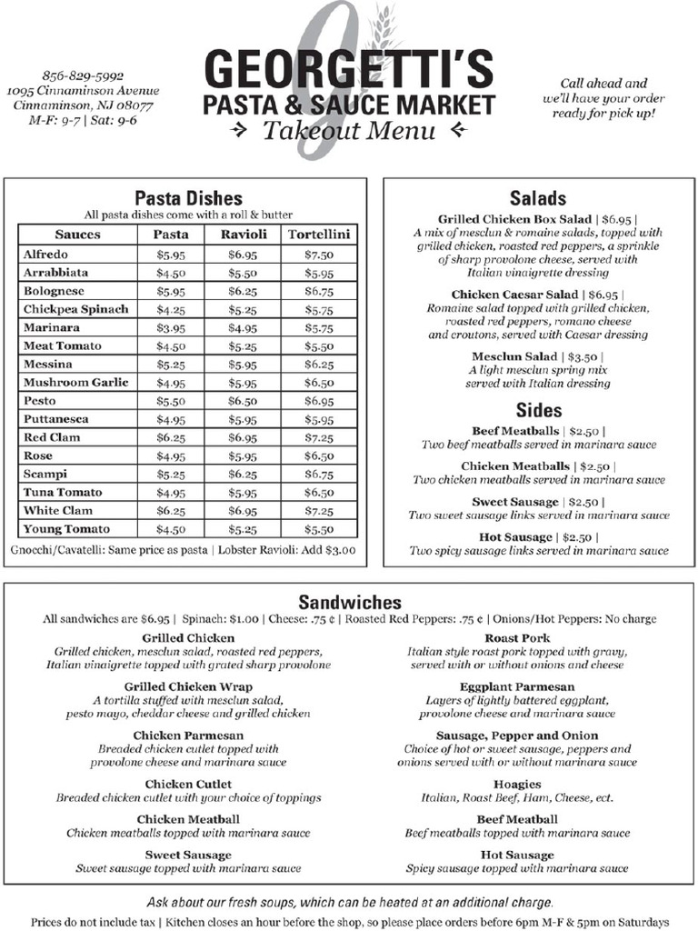 Georgetti's Takeout Menu (1) | PDF