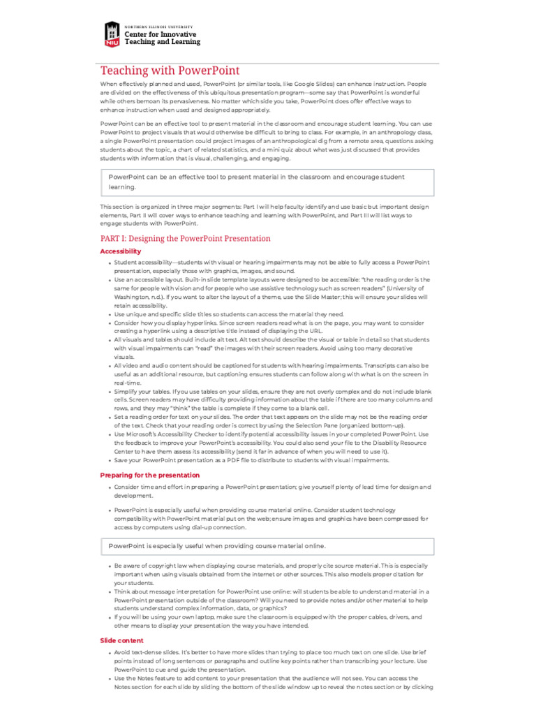 Teaching With PowerPoint - Center For Innovative Teaching and Learning ...