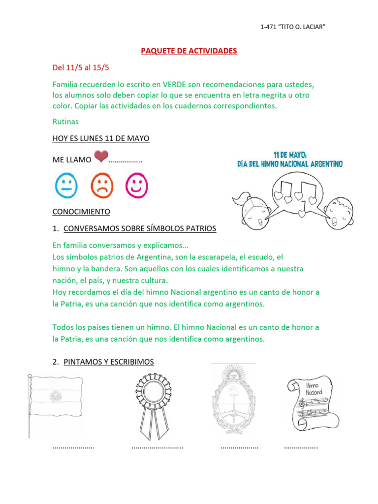 Paquete de Actividades Del 11 Al 15 de Mayo | PDF