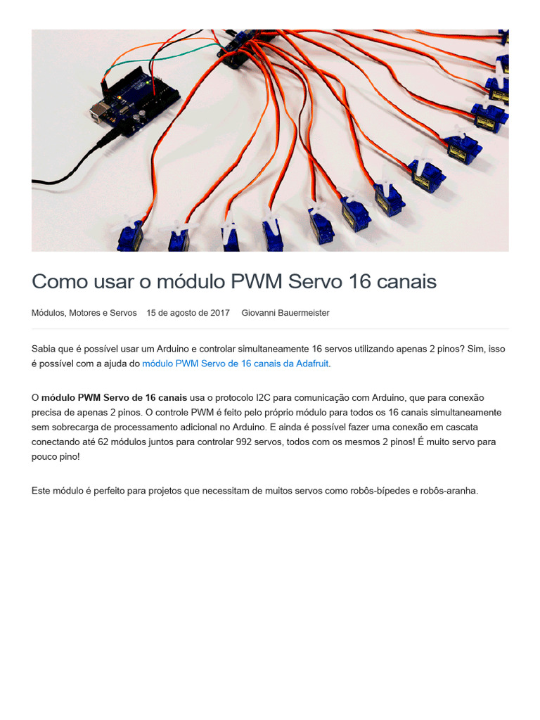 Como Usar o Módulo PWM Servo 16 Canais - FilipeFlop | PDF | Arduino | Engenharia Elétrica