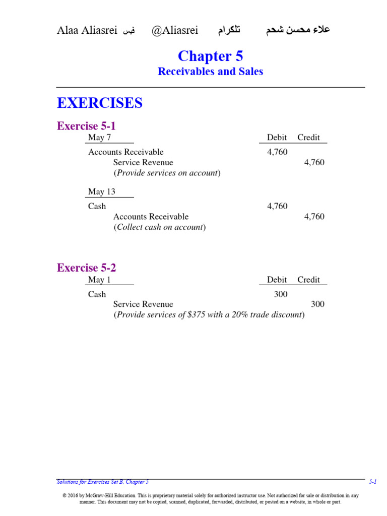 Sol_ExerciseB_ch05 | PDF | Bad Debt | Debits And Credits