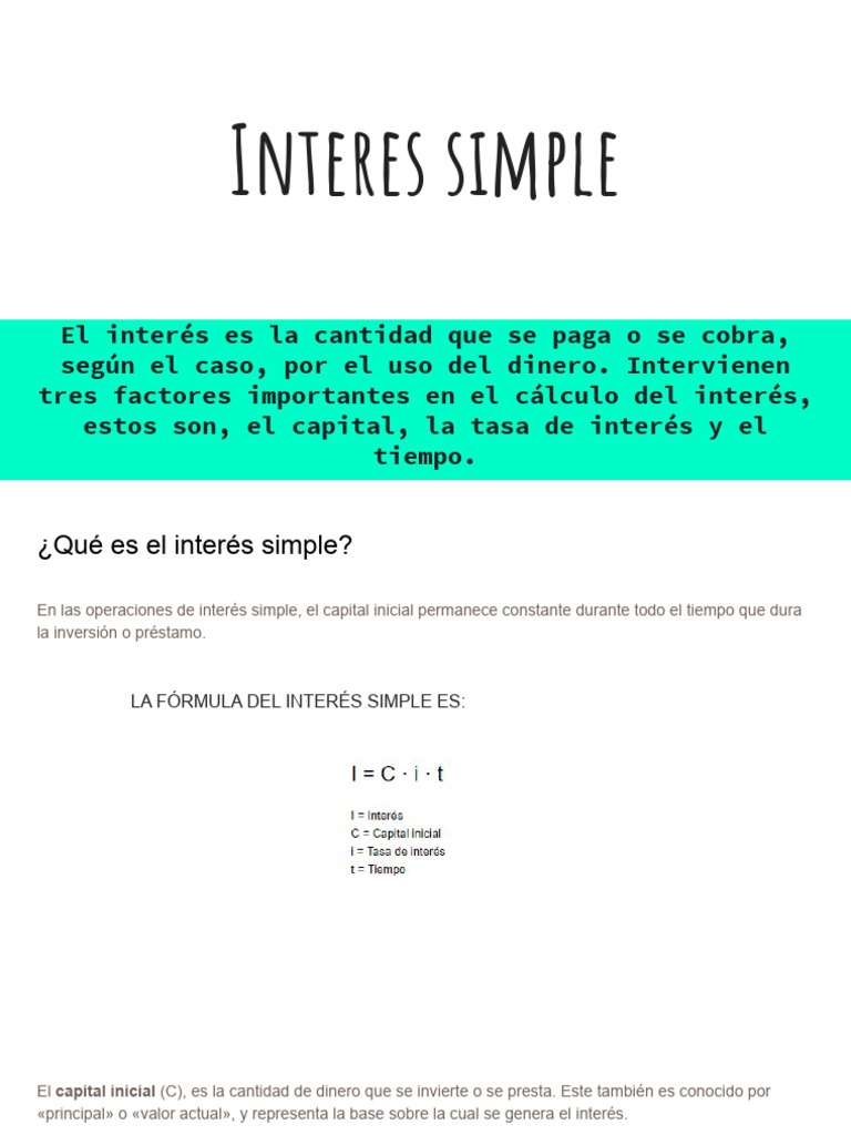 Interes Simple | PDF | Interés | Economias