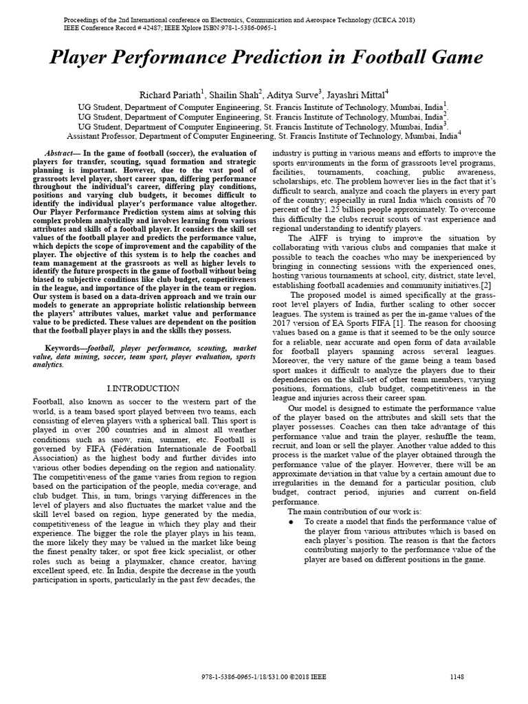Player Performance in Football | PDF | Errors And Residuals | Coefficient Of Determination