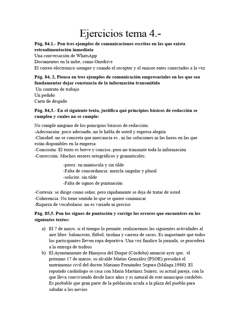 Ejercicios de Comunicación Escrita | PDF | Fonética | Voz humana