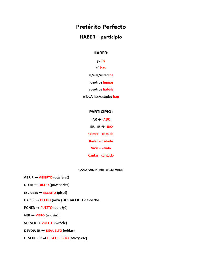 Preterito Perfecto - Teoria | PDF