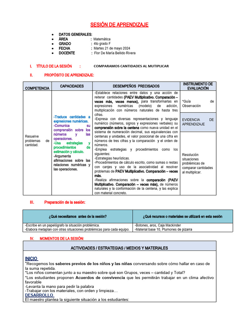 4F Mate 21 Mayo | Descargar gratis PDF | Aprendizaje | Evaluación