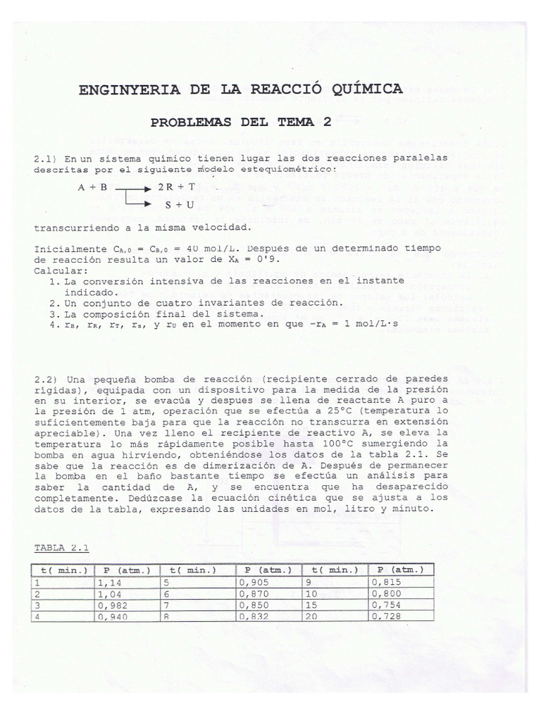 2 - Probl. Cinètica Homog - T2 | PDF
