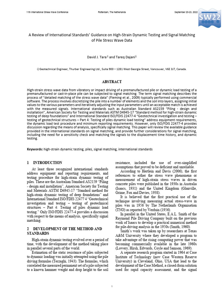 SW2022 Tara | PDF | Deep Foundation | Data Analysis