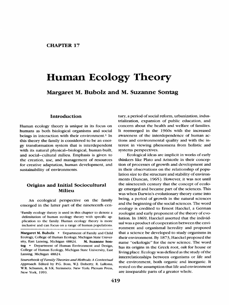 Human Ecology Theory: Tury, Reform | PDF | Ecology | Systems Theory