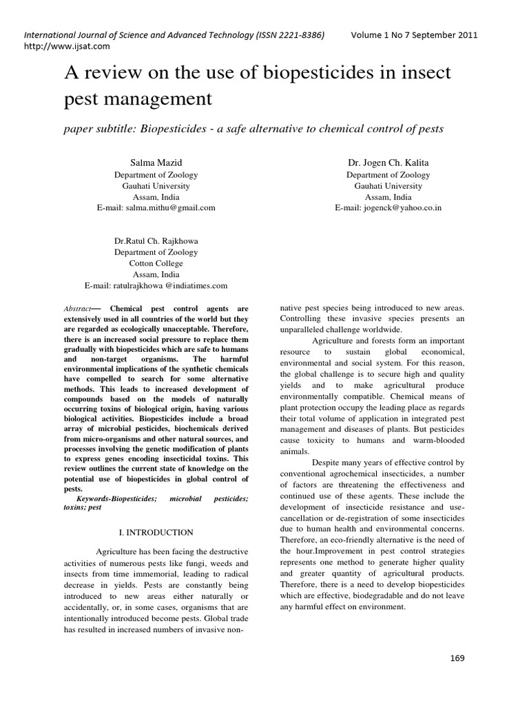A Review On The Use of Biopesticides in Insect Pest Management 2011 ...