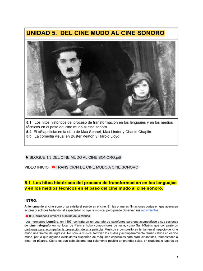 Del cine mudo al cine sonoro: historia y técnicas | PDF | Arte