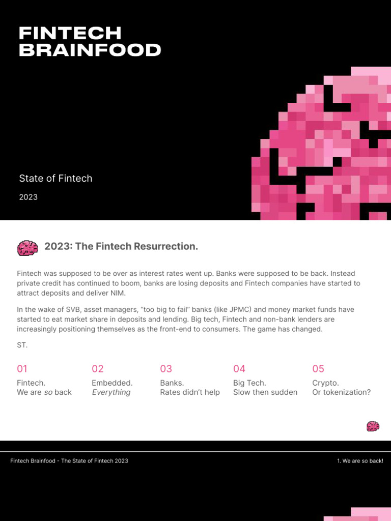 Fintech Brainfood Presents The State of Fintech 2023 | PDF | Banks | Cryptocurrency