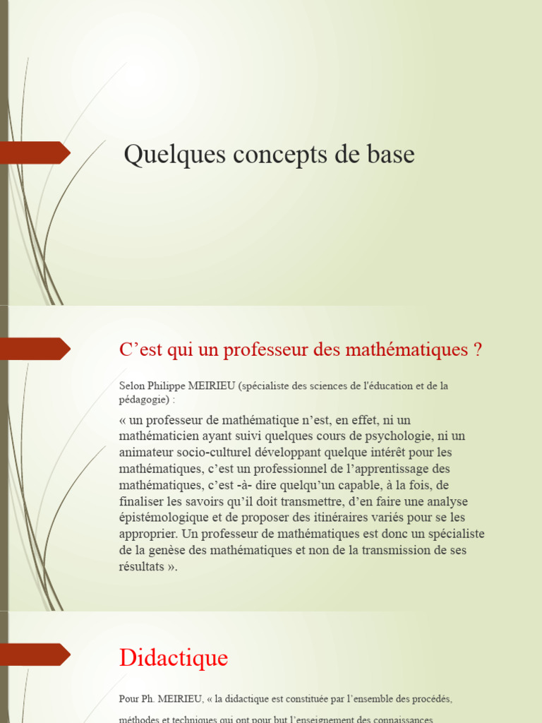 Quelques Concepts de Base | PDF | Pédagogie | Apprentissage