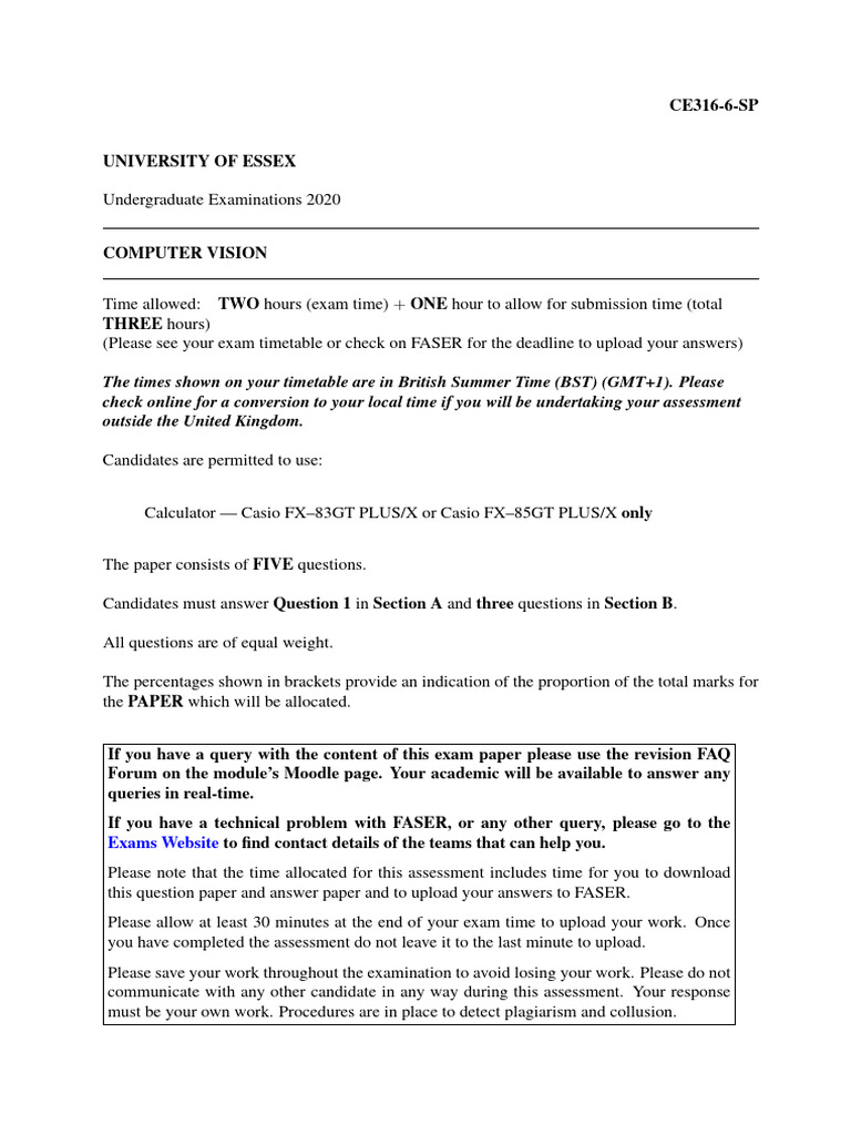 2020 Ce 316 | PDF | Computer Vision | Artificial Intelligence
