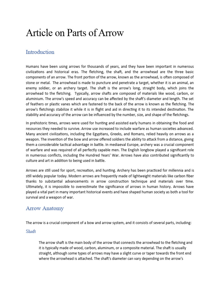 Article On Parts of Arrow | PDF | Arrow | Bow And Arrow