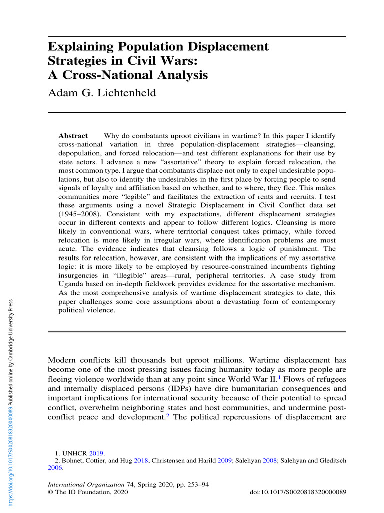 Lichtenheld - Explaining Population Displacement Strategies in Civil ...