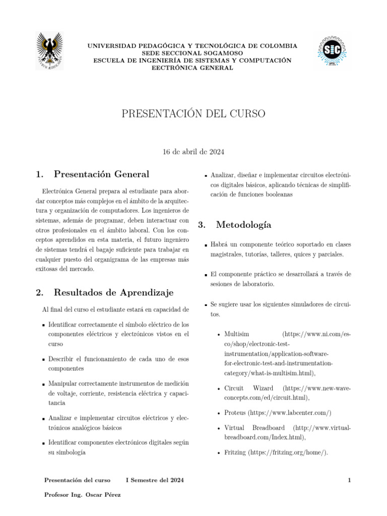 Curso de Electrónica General 2024 | PDF | Electrónica | Red eléctrica