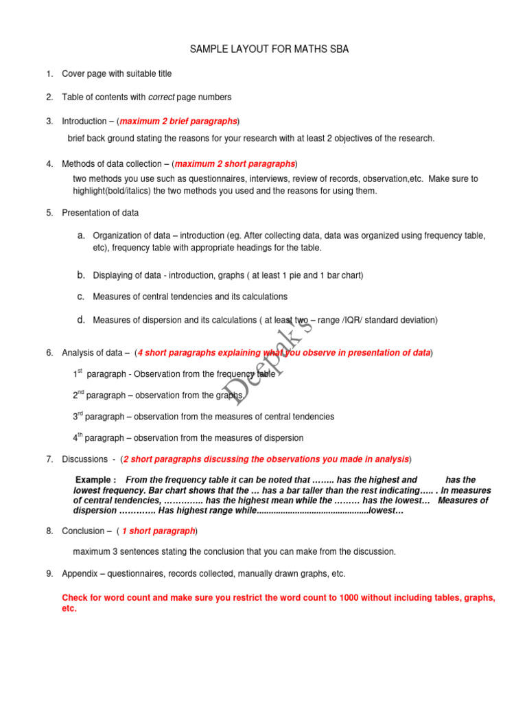 Sample Layout For Maths Sba | PDF | Teaching Methods & Materials