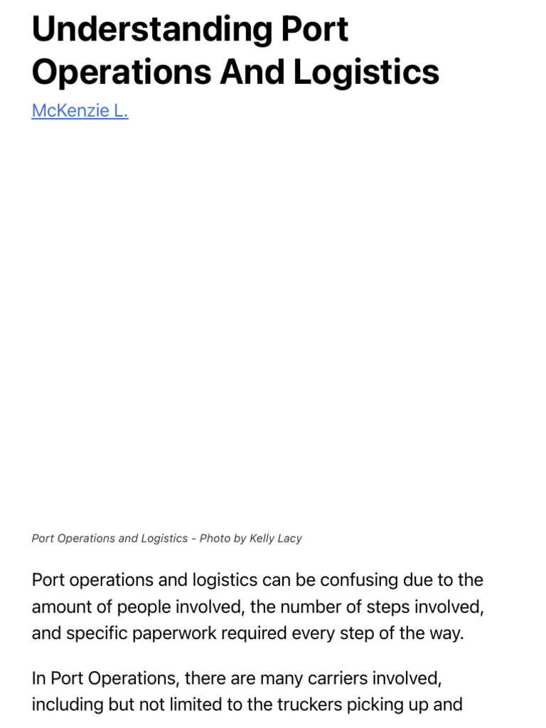 Understanding Port Operations and Logistics - Supply Chain Flow | PDF ...