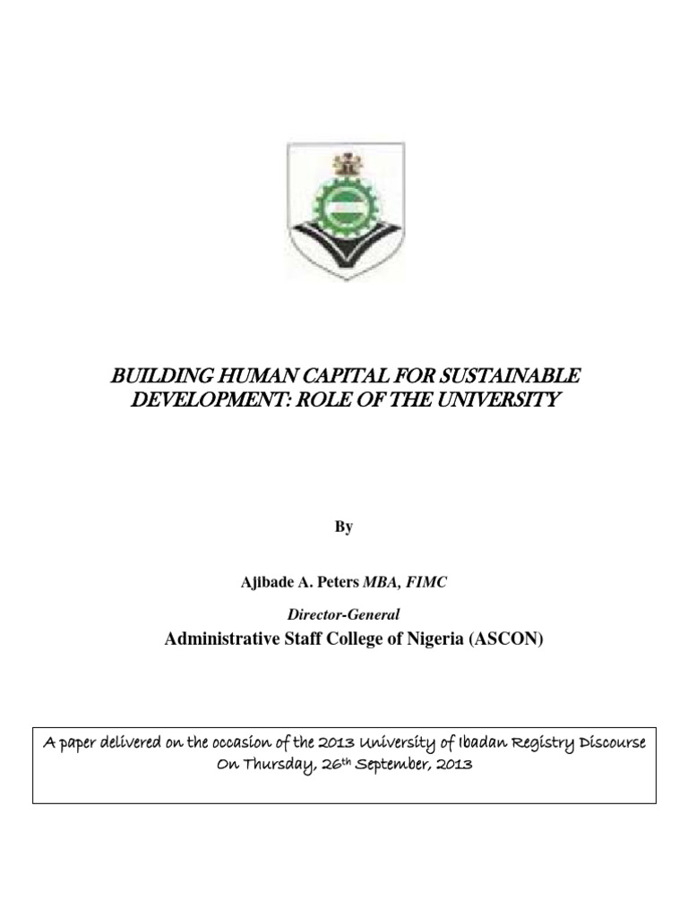 Building Human Capital For Sustainable Developmen1 | PDF ...