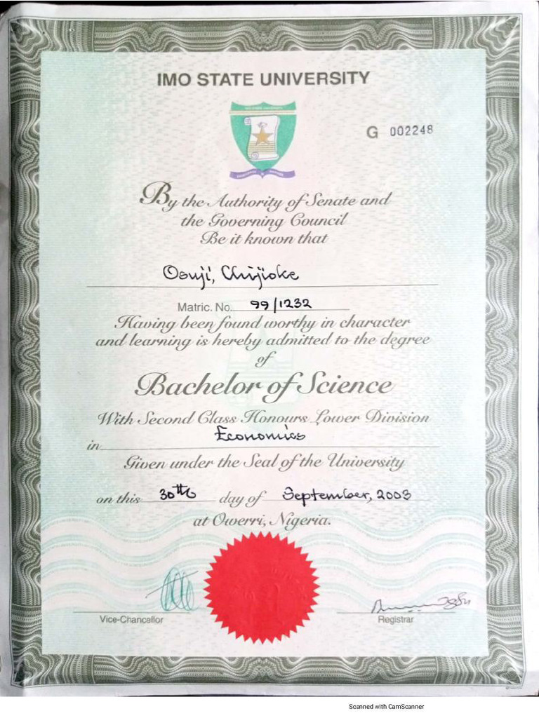 Bachelor of Science Degree Certificate | PDF Bachelor of Science Degree Certificate | PDF