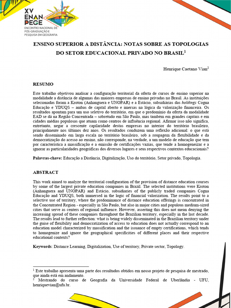 Topologias do Ensino EAD no Brasil | PDF | Educação à distância | Brasil
