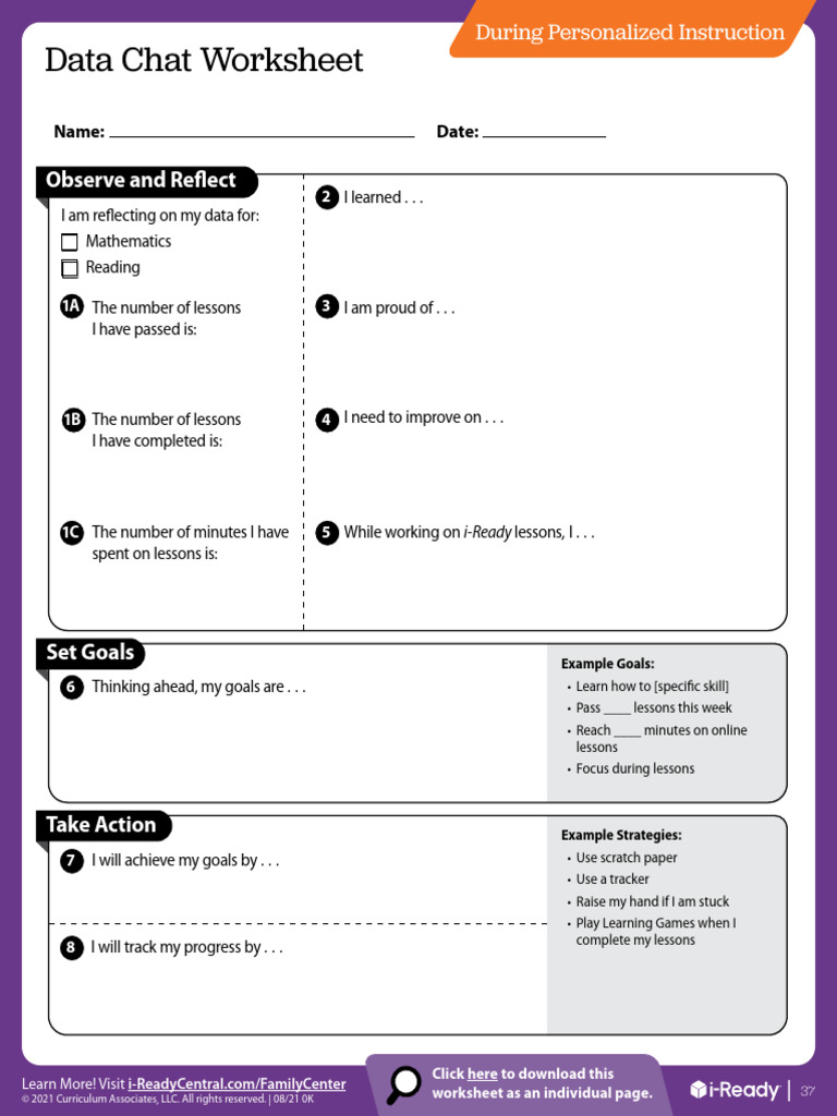 i-Ready Data Chat Worksheet | PDF | Human Communication | Cognition