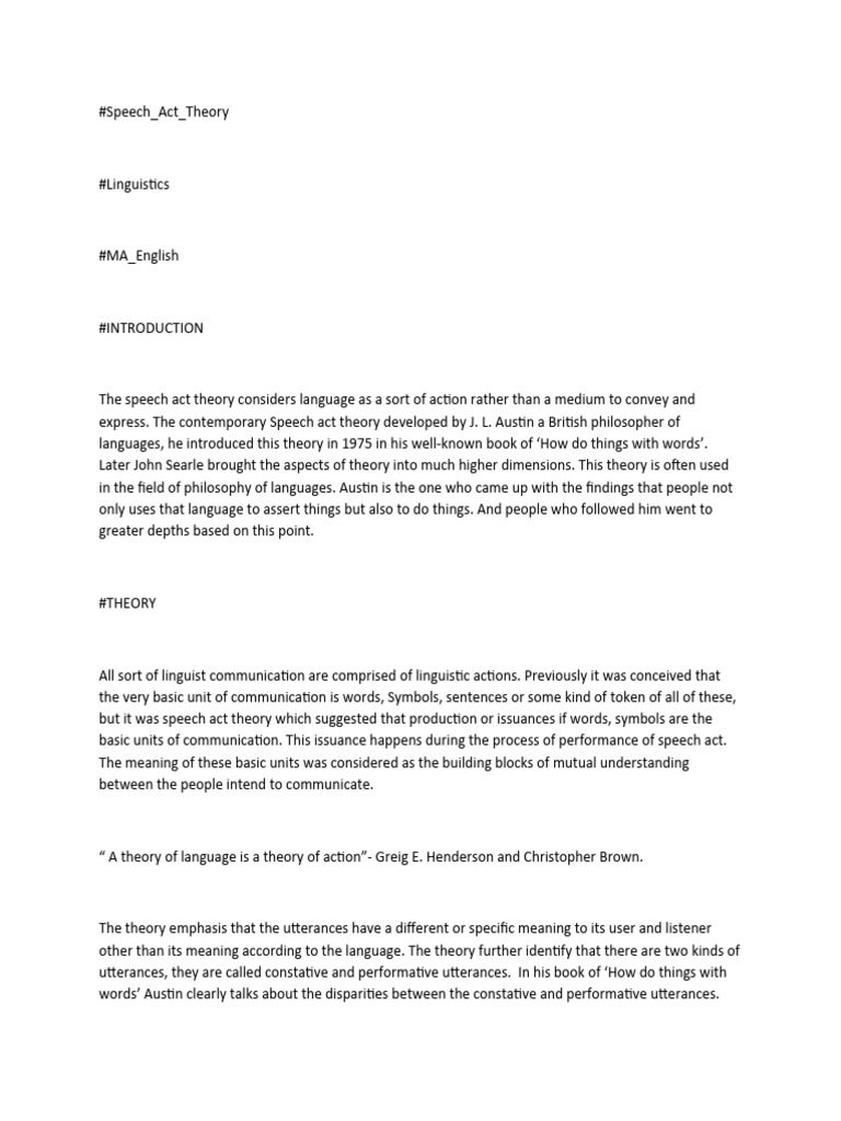 Speech Act Theo | PDF | Cognitive Science | Linguistics