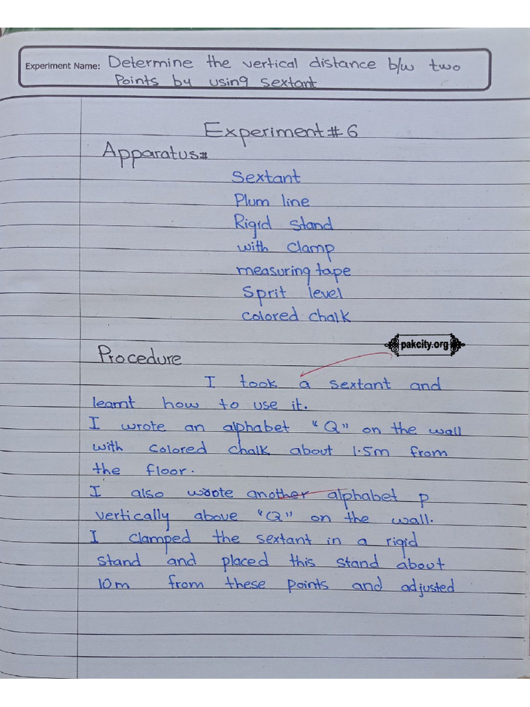 Determine The Vertical Distance Between Two Points by Using Sextant. | PDF