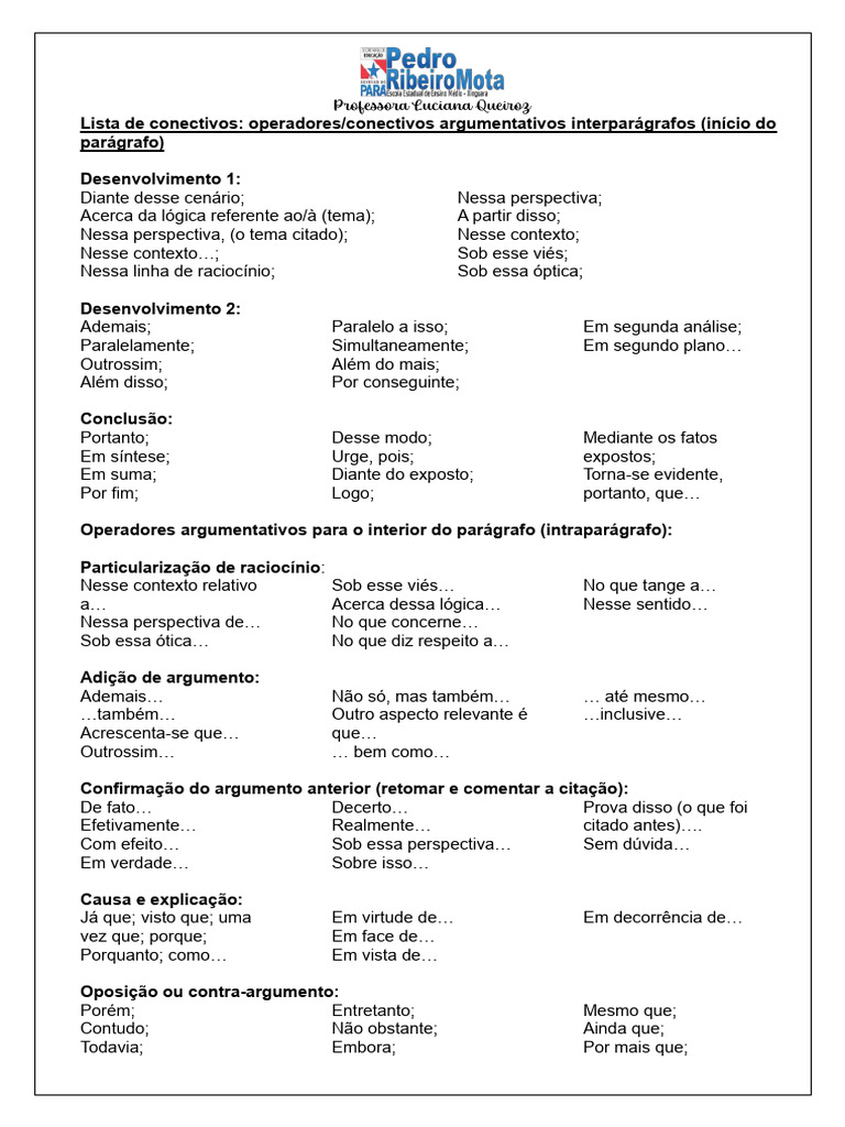Lista de Conectivos REDAÇÂO | PDF | Argumento | Lógica